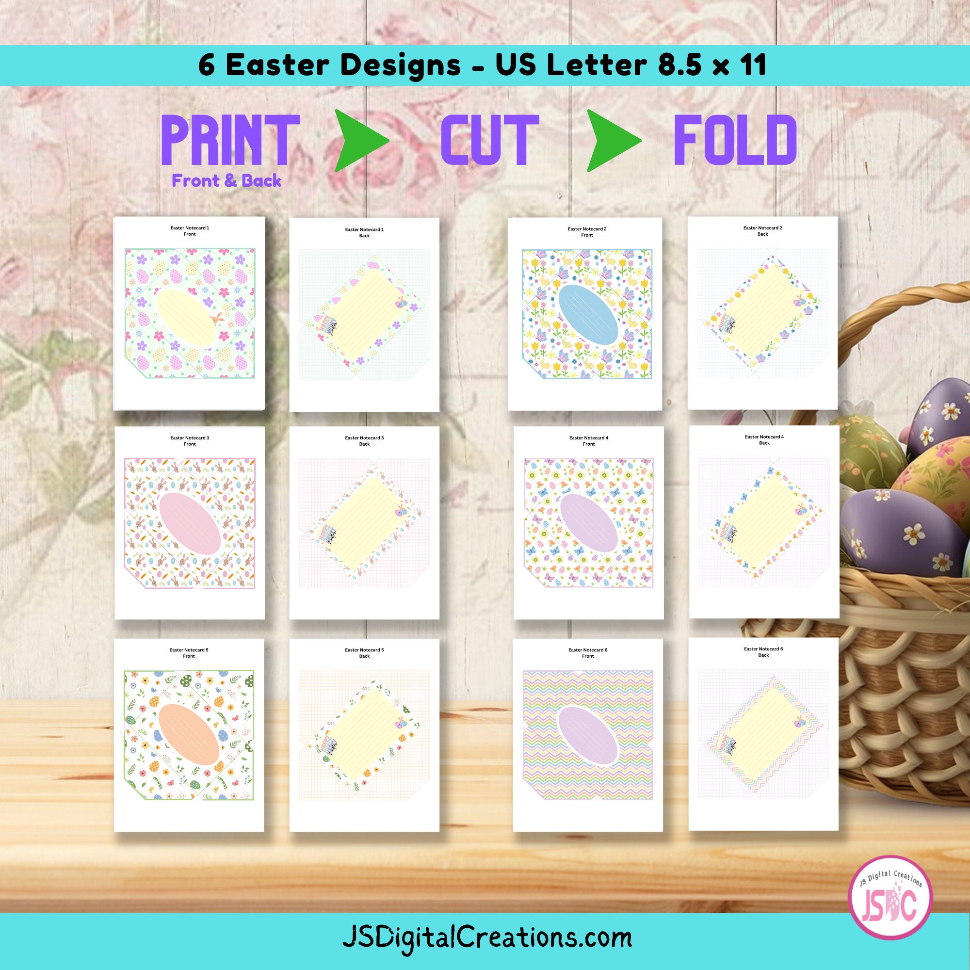 Printable Easter Note Card | All-in-one Card + Envelope | Easter ...