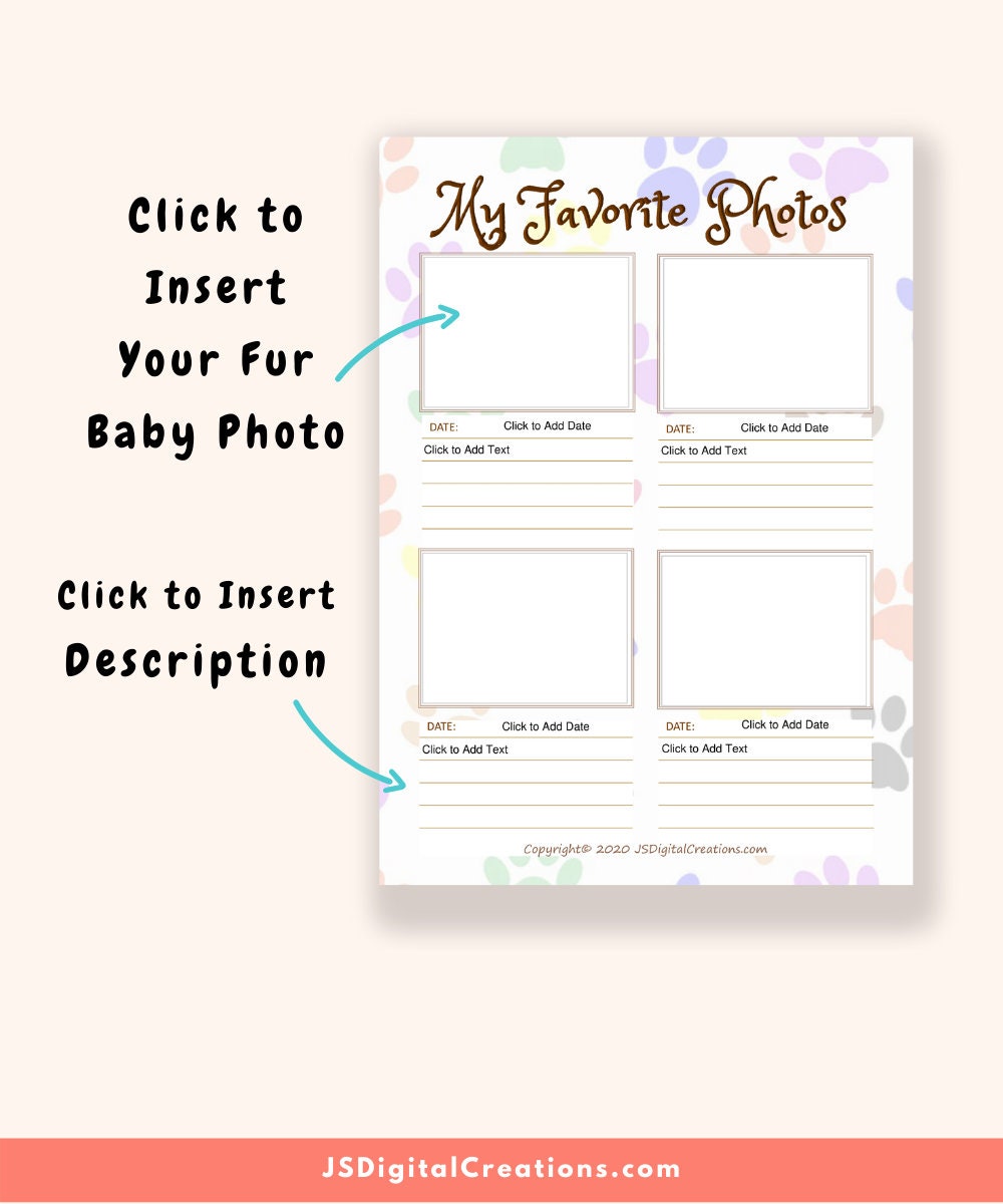 Printable Pet Journal | Pet Information Tracker | Pet Care ...