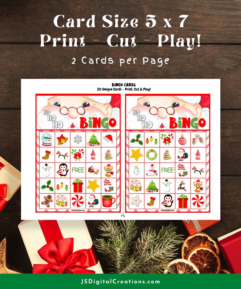 Ho Ho Ho Bingo | Kid's Party Game | Family Activity | 20 Unique Bingo ...