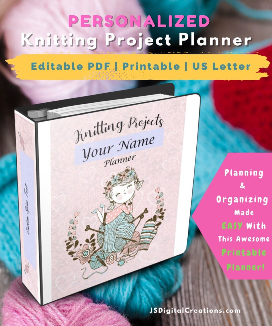 Personalized Knitting Projects Planner | Editable PDF | Project ...