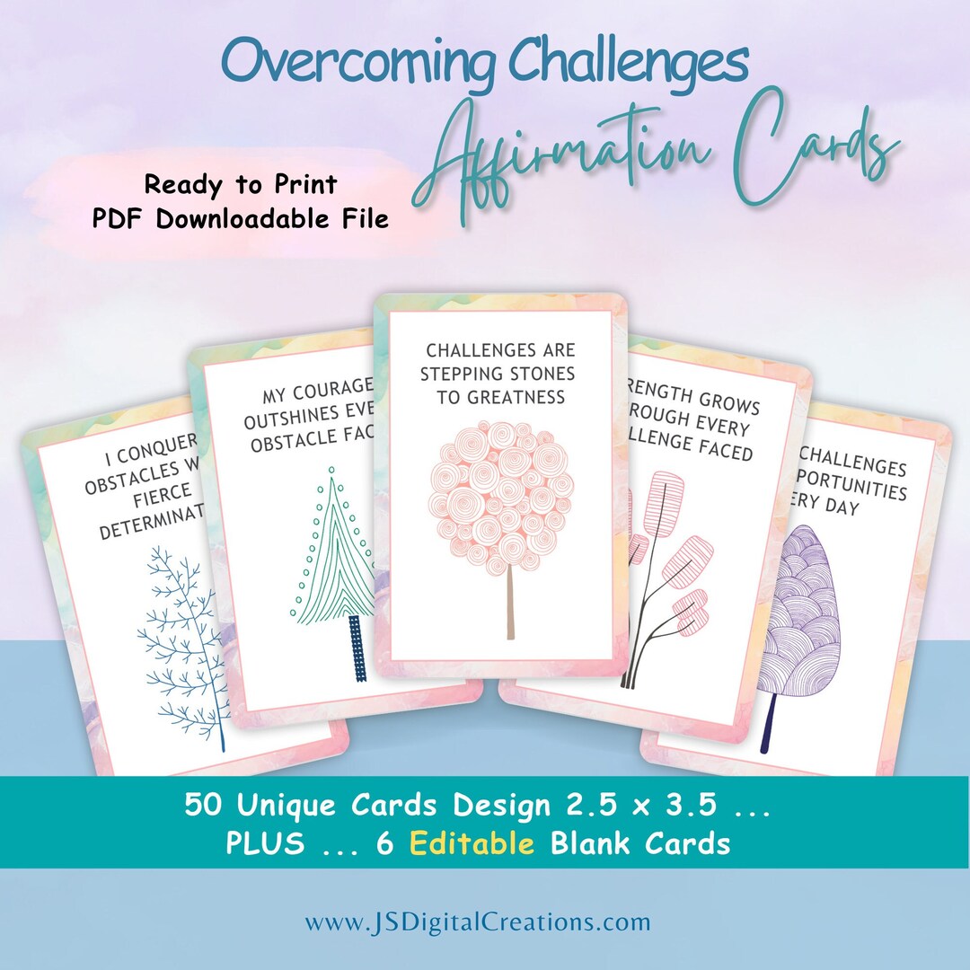 Self-help Empowerment Affirmation Cards Adults | Overcome Challenges ...
