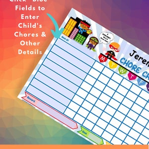 Personalized Super Hero Chore Chart Printable | Instant Download ...