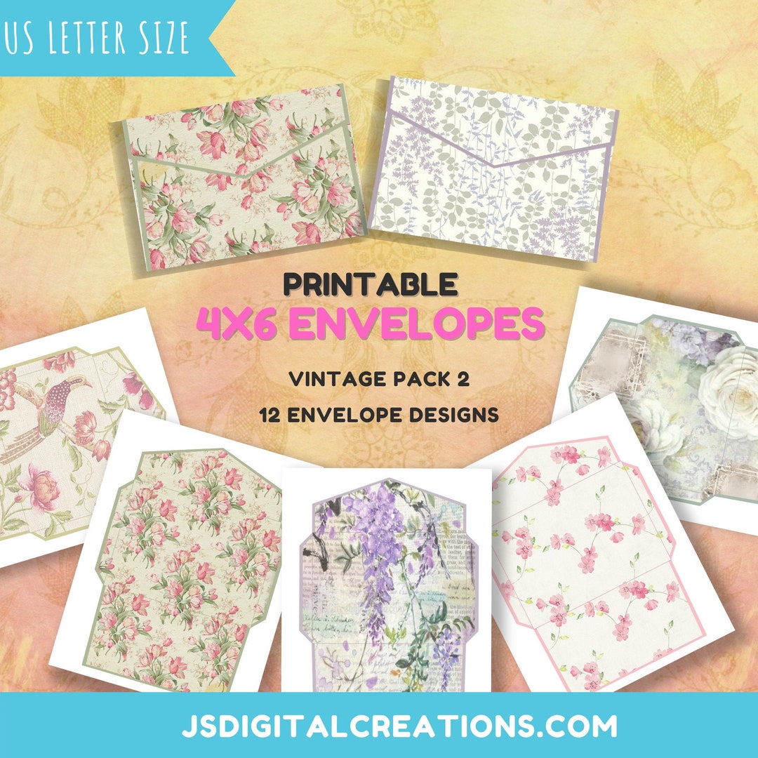 Printable 4x6 Envelopes Vintage Pack 2 |vintage Envelopes for ...