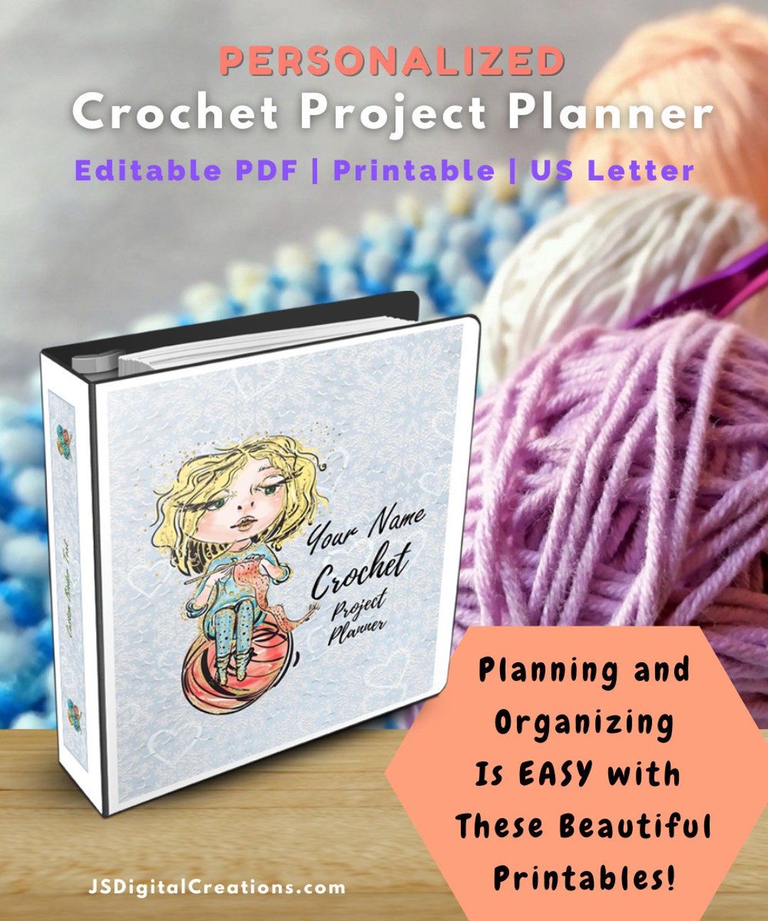 Personalized Crochet Project Planner | Editable PDF | Project Organizer ...