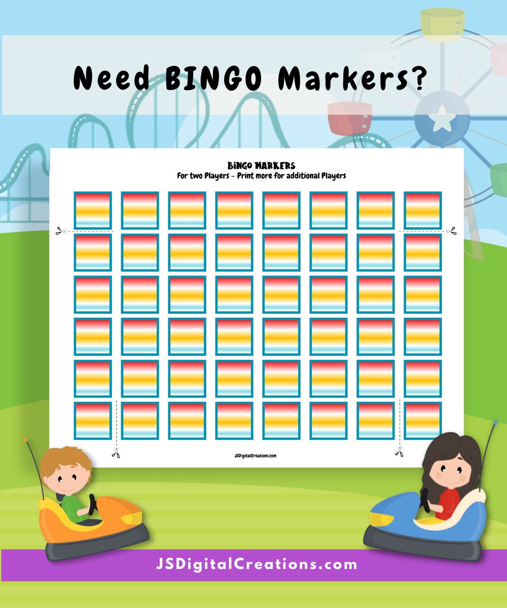 Fun Park Bingo and Match Game | Theme Park Bingo | Kid's Party Game ...