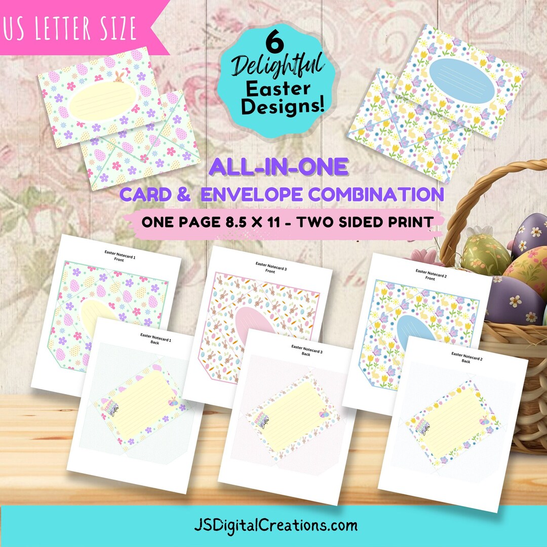 Printable Easter Note Card | All-in-one Card + Envelope | Easter ...