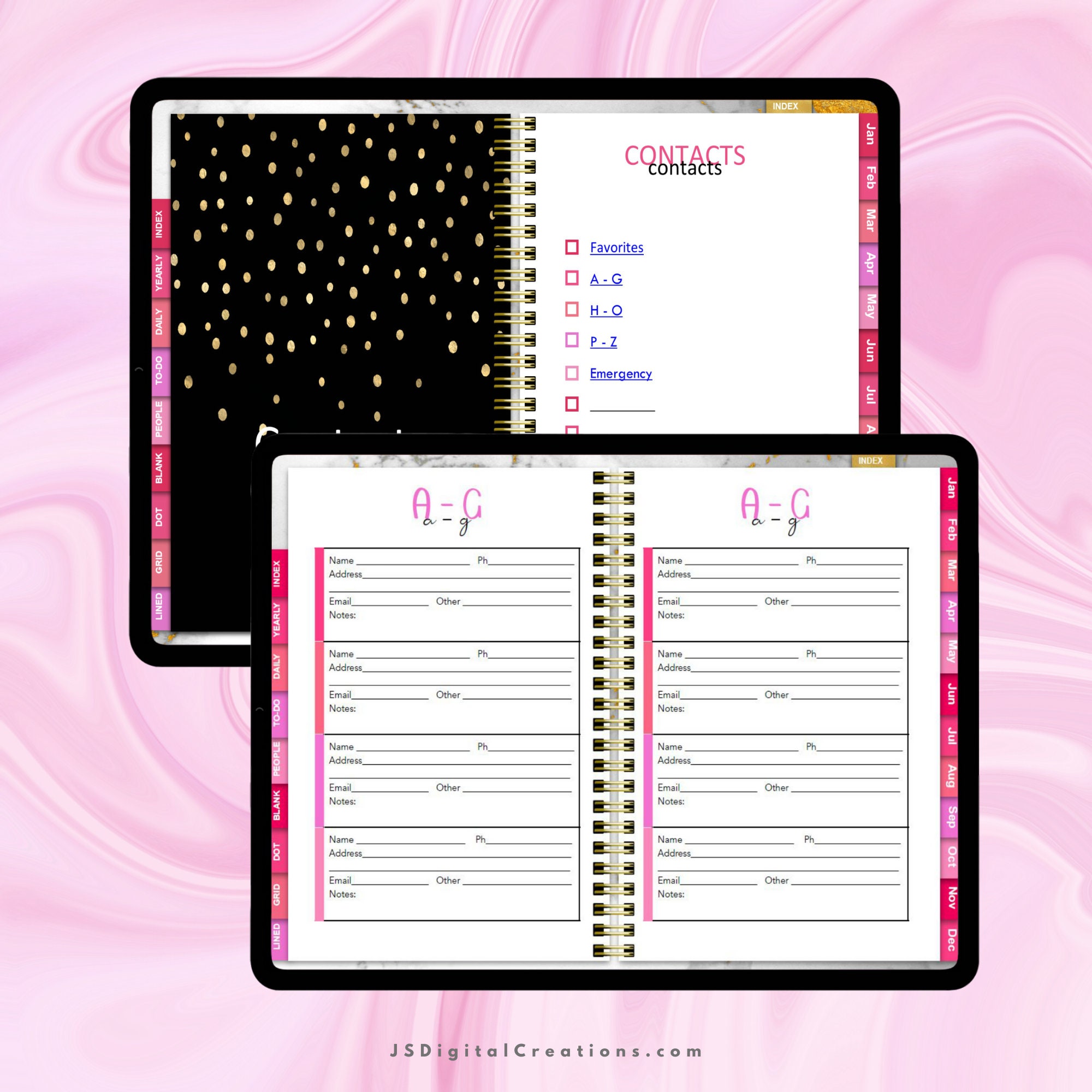 Boldly Pink Monthly Digital Planner Goodnotes Notability - Etsy Canada