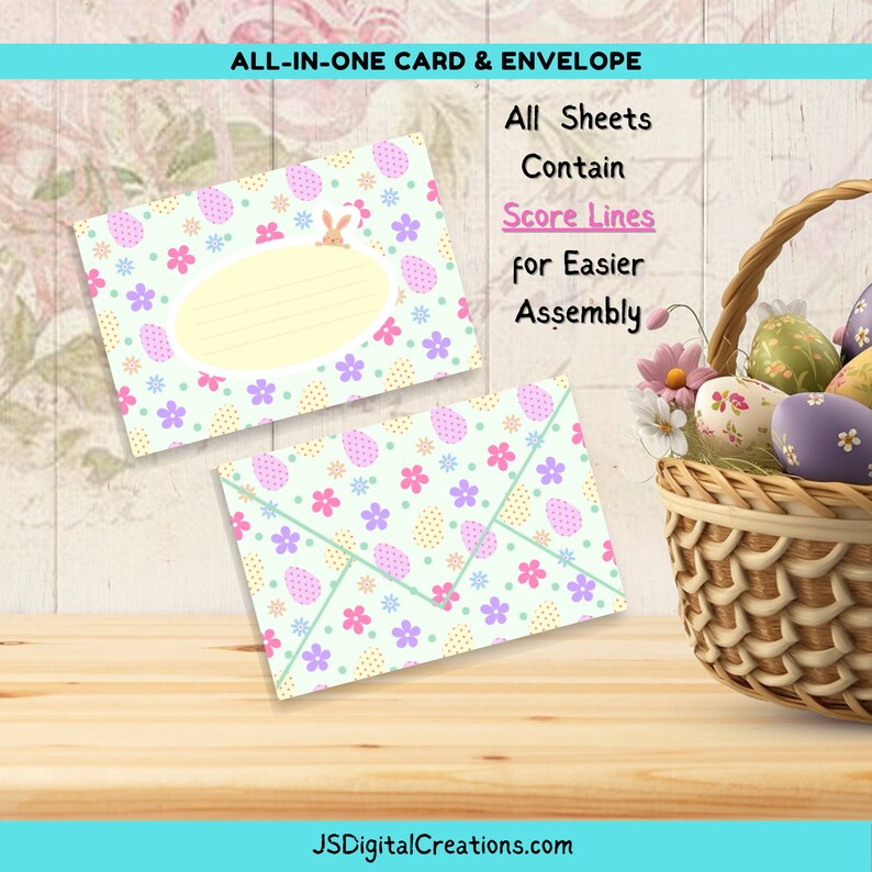 Printable Easter Note Card All-in-one Card Envelope Easter Notecard ...