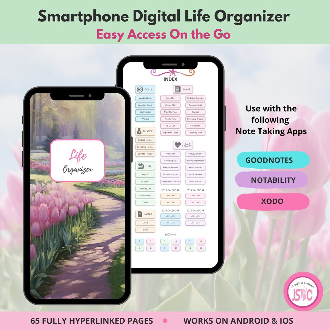Smartphone Digital Life Organizertulip Garden 65 Hyperlinked Pages ...