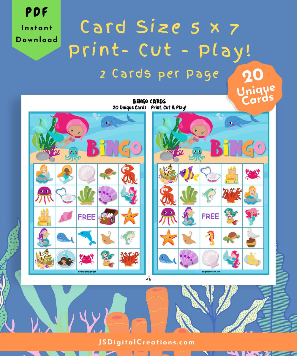 Mermaid & Sea Friends Bingo and Match Games | 2 Games in One | Kids ...