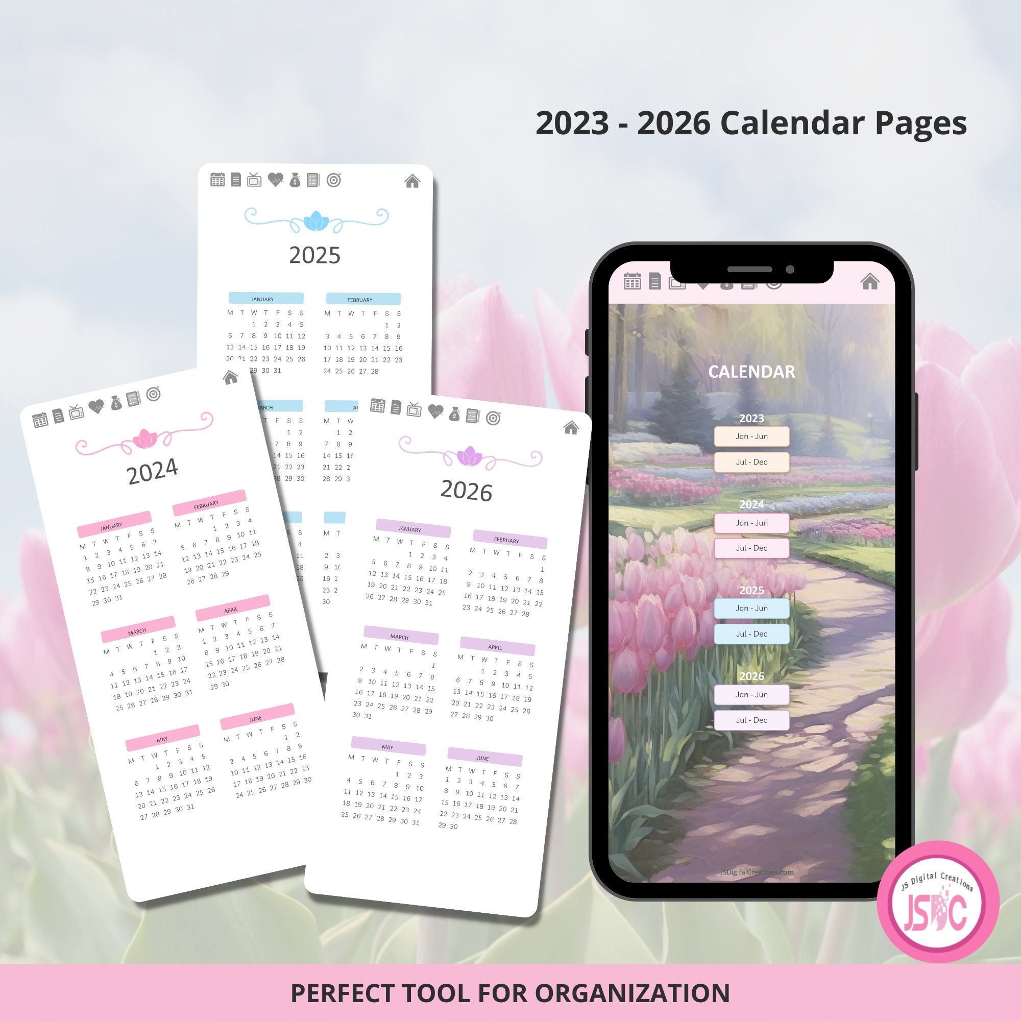 Smartphone Digital Life Organizer–tulip Garden | 65 Hyperlinked Pages ...