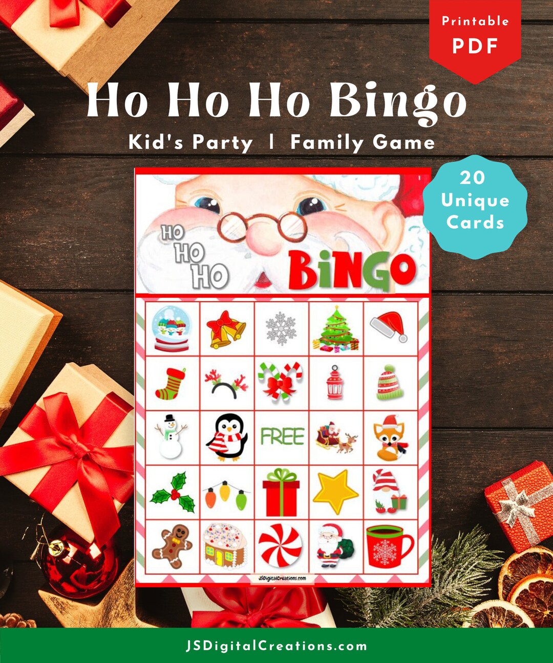 Ho Ho Ho Bingo | Kid's Party Game | Family Activity | 20 Unique Bingo ...