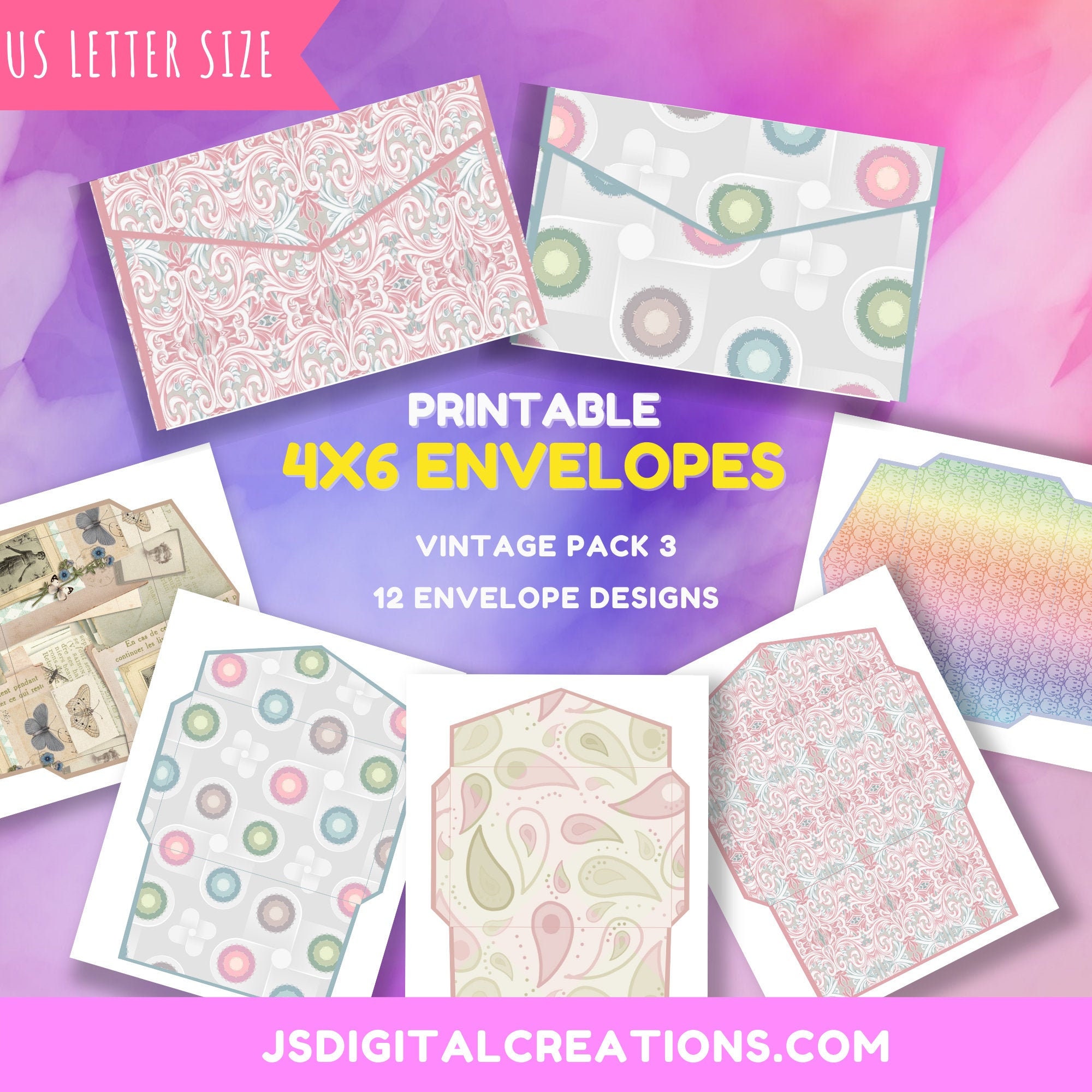 Printable 4x6 Envelopes Vintage Pack 3 |vintage Envelopes for ...