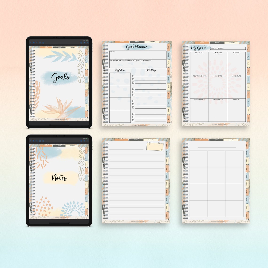 Pastel Paradise Life Planner Undated Portrait Digital - Etsy