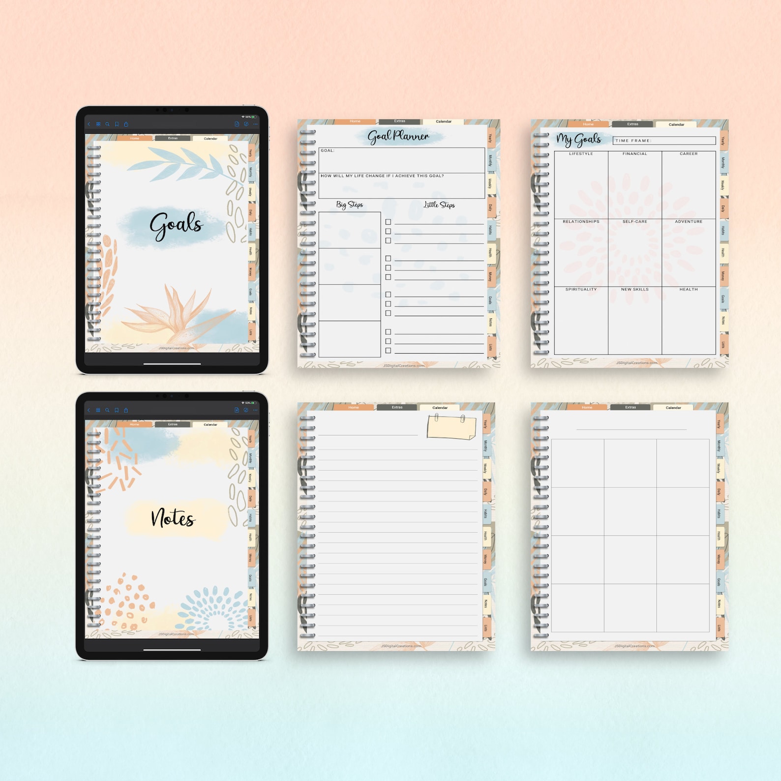 Pastel Paradise Life Planner Undated Portrait Digital - Etsy