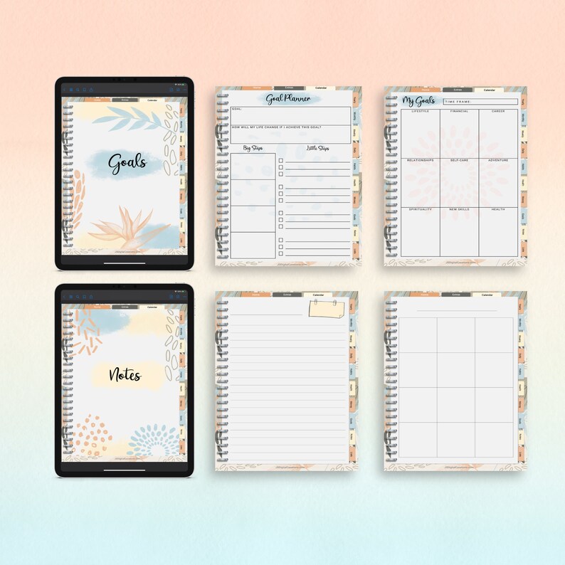 Pastel Paradise Life Planner Undated Portrait Digital - Etsy