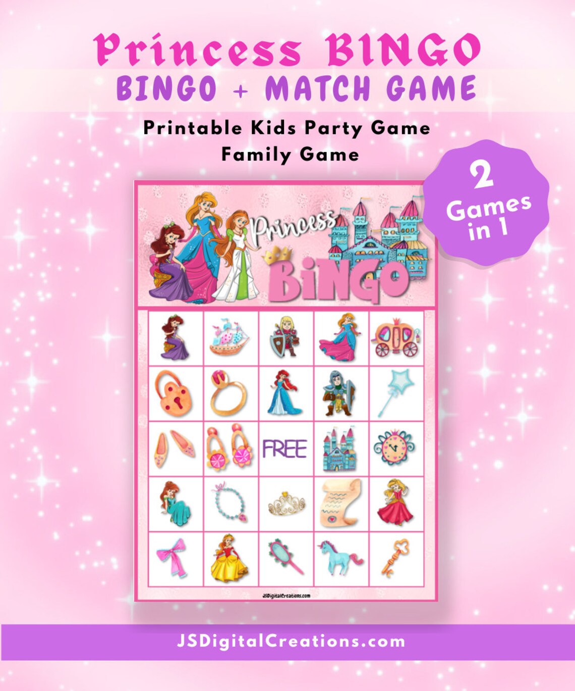 Princess Bingo and Match Game | 2 Games in One | Kid's Party Game ...