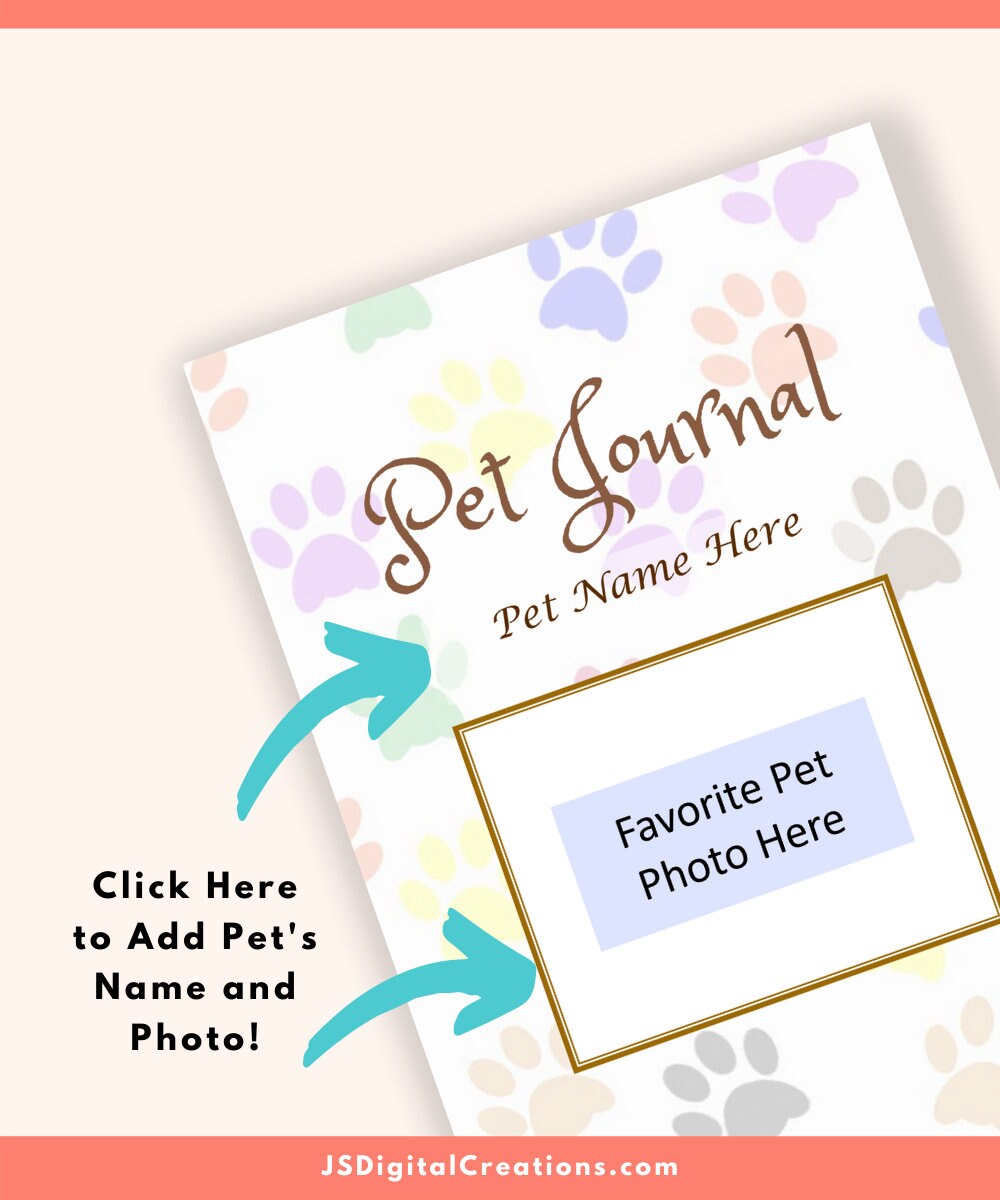 Printable Pet Journal | Pet Information Tracker | Pet Care ...