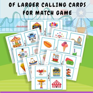 Fun Park Bingo and Match Game | Theme Park Bingo | Kid's Party Game ...