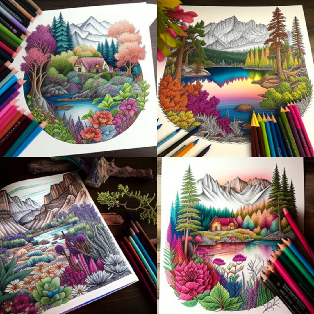 Landscapes: an Adult Coloring Book Filled With Images of 50 - Etsy