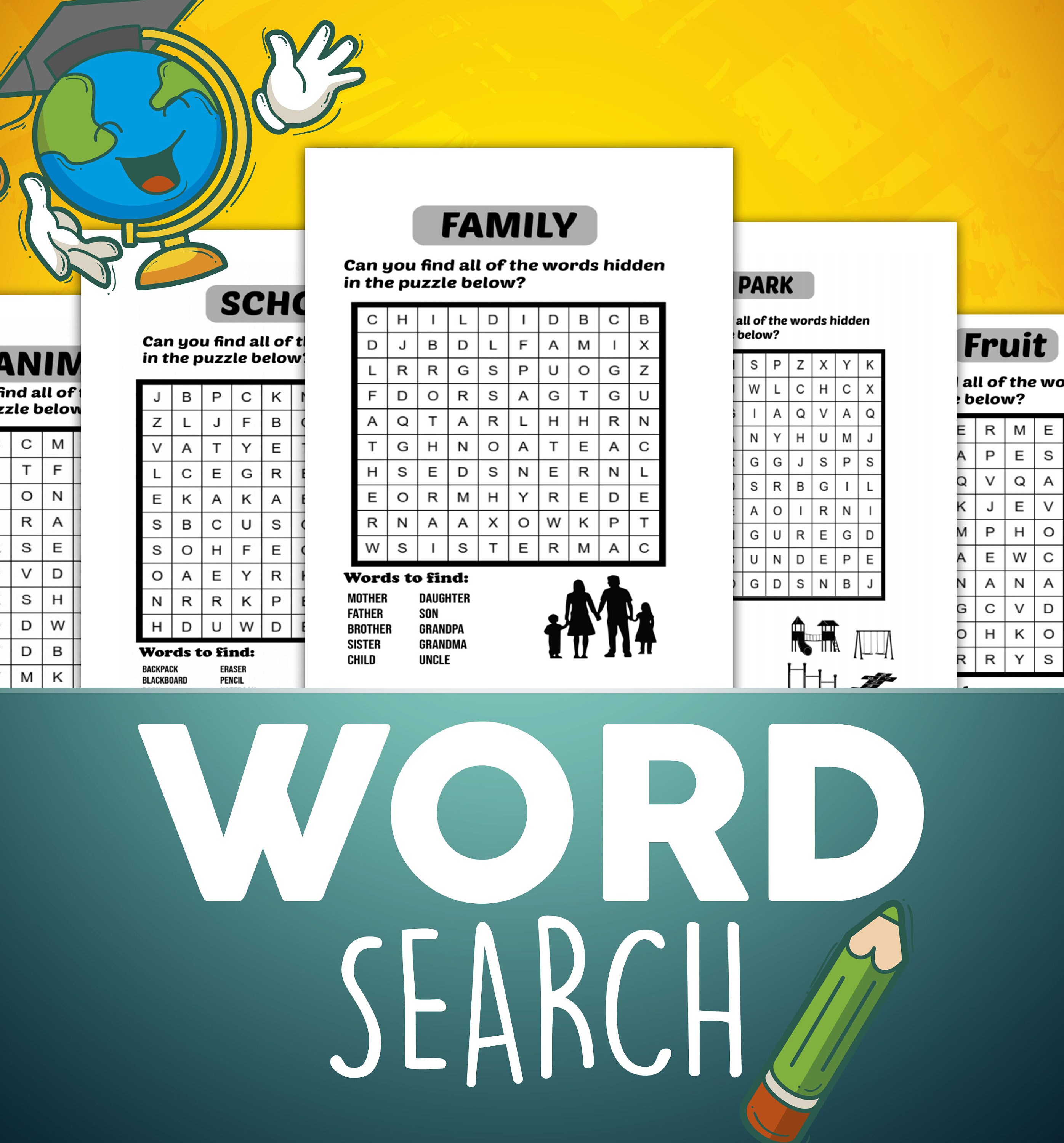 Word Search for Kids Printable Word Search Puzzles Word Scramble Puzzle ...