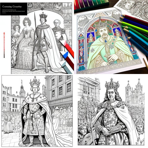 The Kings Coronation Colouring Pages Adult Coloring 40 Page King ...