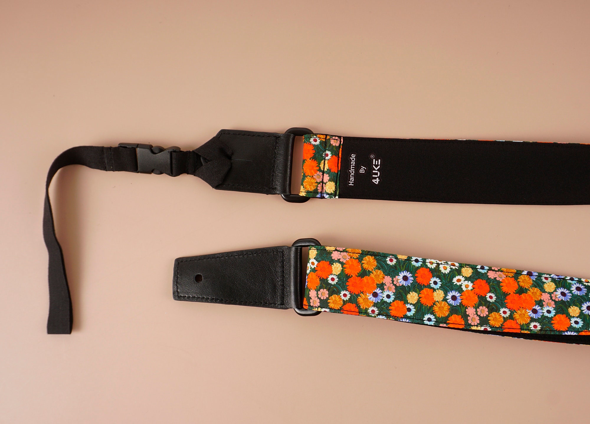 Personalized Red Daisy Ukulele Shoulder Strap With Leather | Etsy