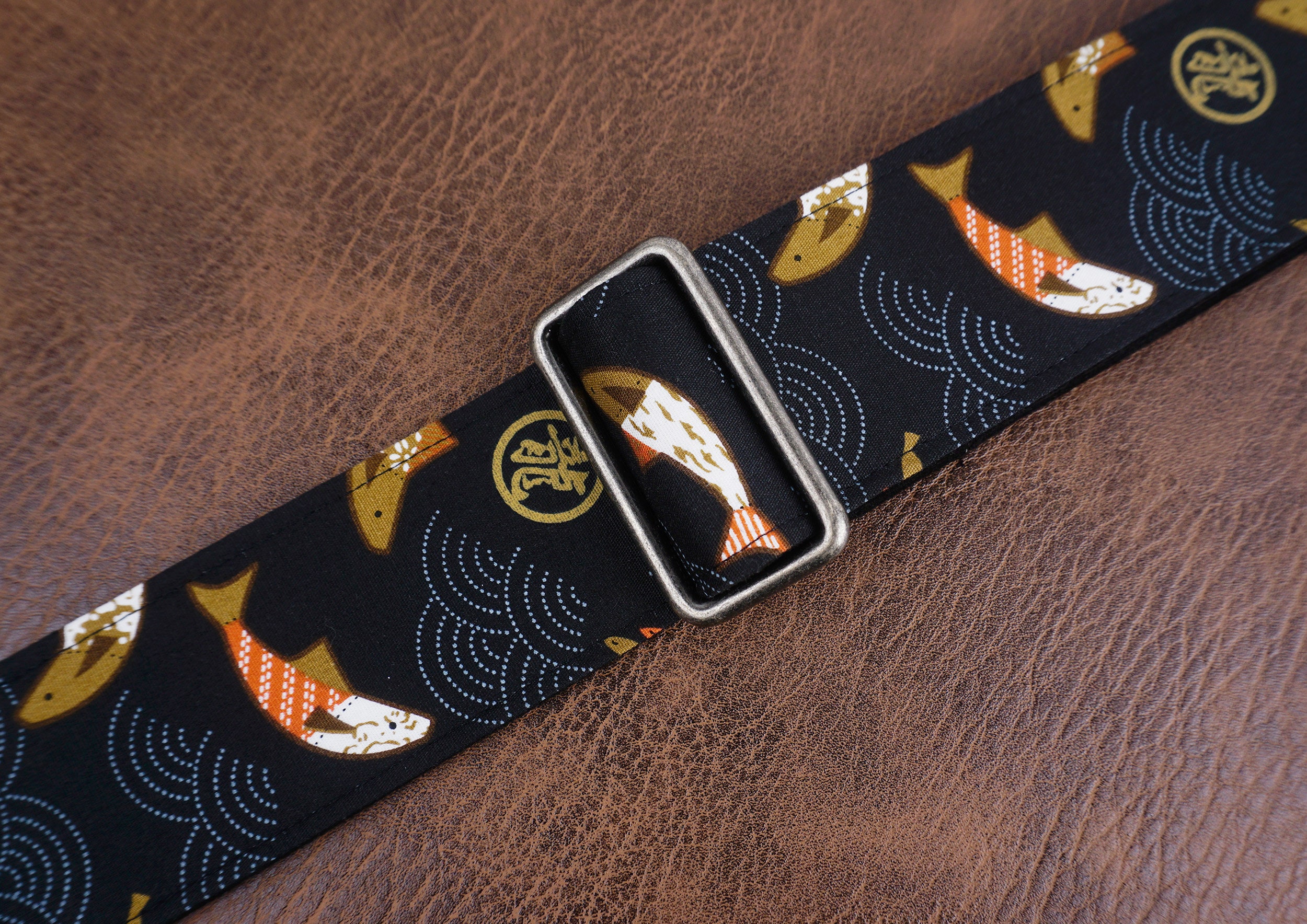 Personalized Jump koi fish guitar strap with leather ends for | Etsy