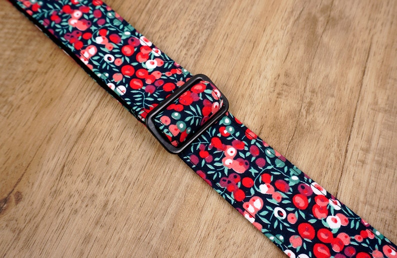 Personalized Red Berry Ukulele Strap With Leather Ends - Etsy
