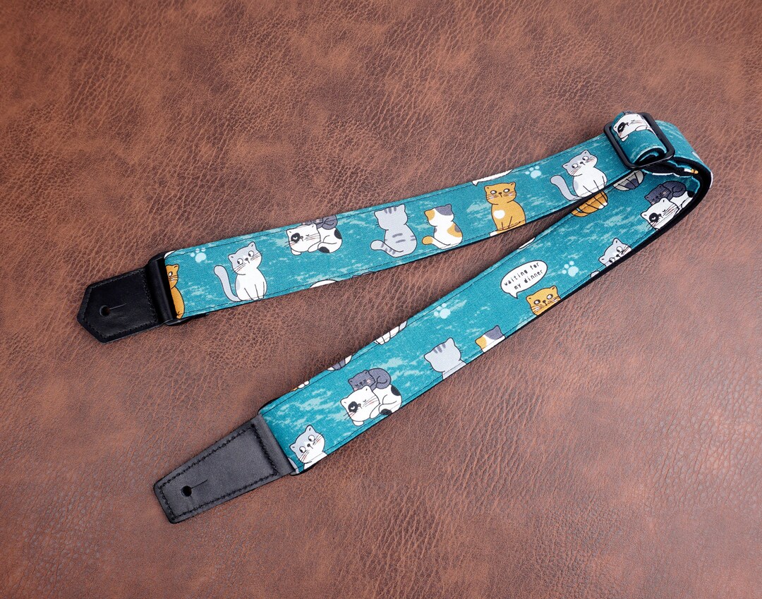 Personalized Cute Cat Ukulele Strap With Leather Ends - Etsy