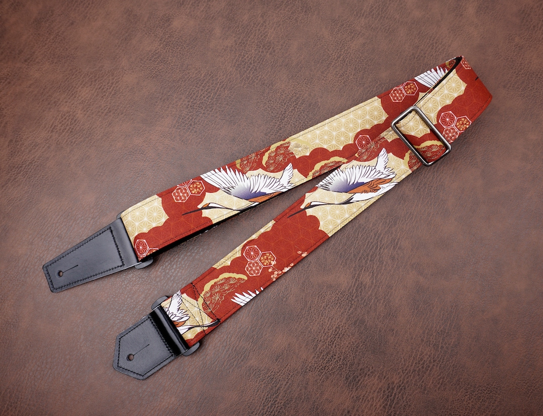 Personalized Fly Crane Guitar Strap With Leather Ends for Acoustic ...