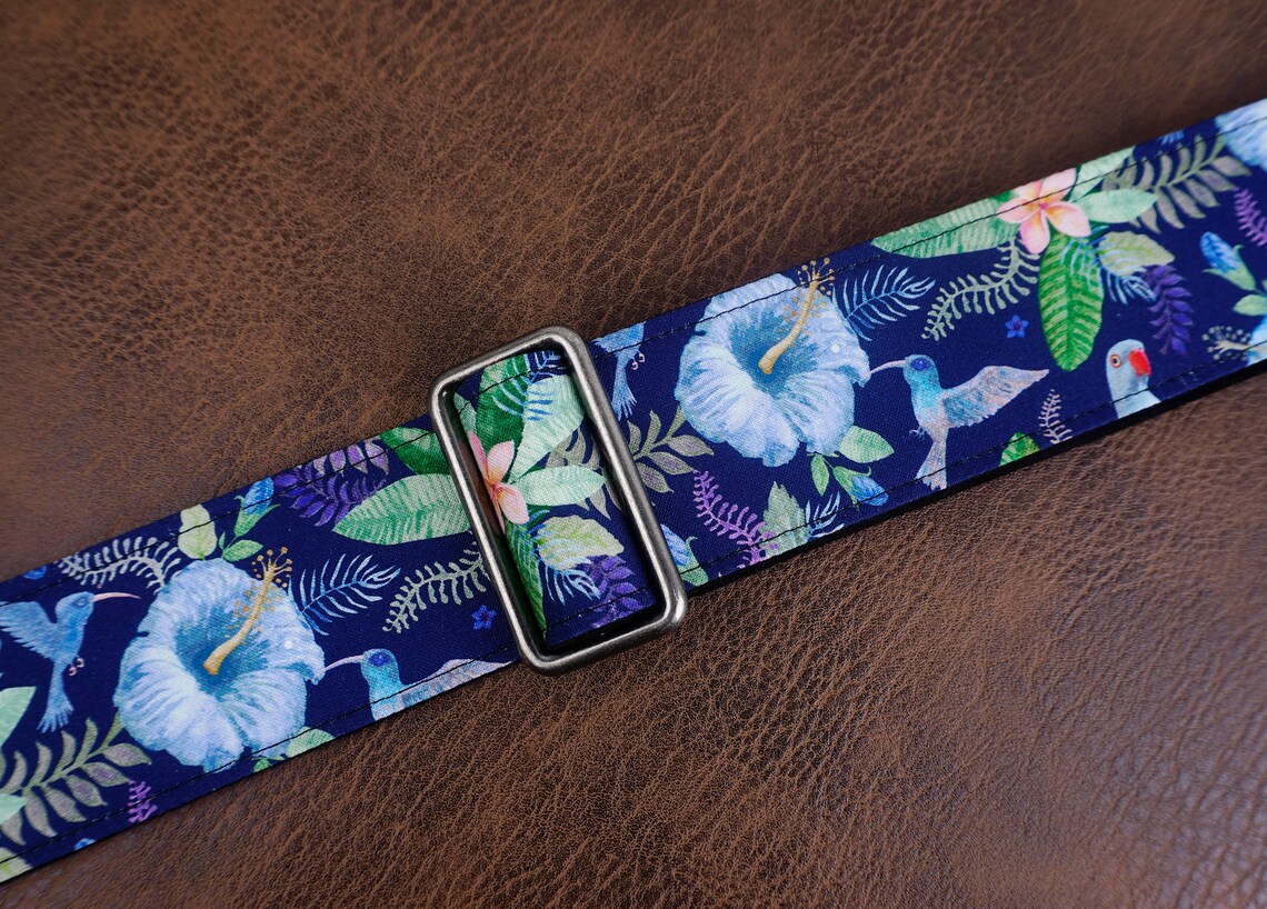 Personalized Hummingbird Guitar Strap With Leather Ends for Acoustic ...