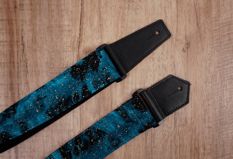 Personalized Universe Space Guitar Strap With Leather Ends - Etsy