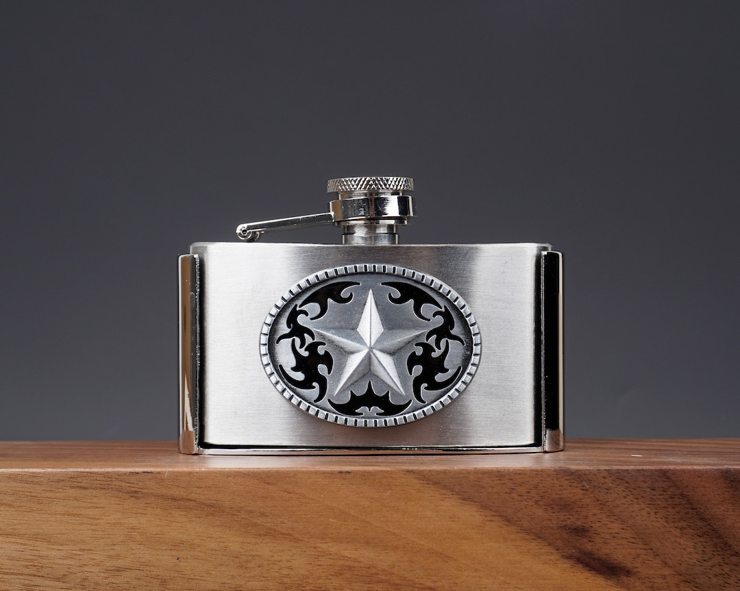 Flask Belt Buckle With 3 OZ Flask Set, Western Cowboy Vintage Belt ...