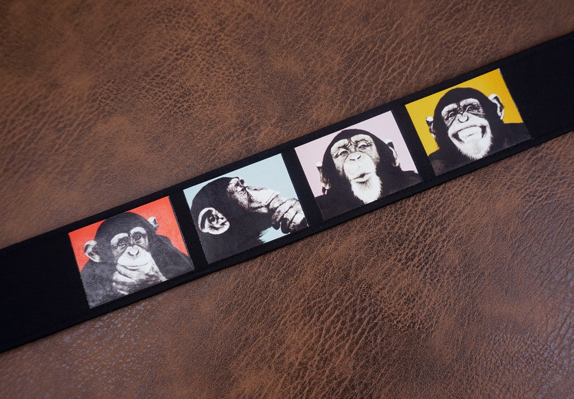Personalized Monkey Funny Face Guitar Strap With Leather Ends for ...