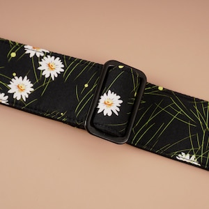 Personalized Daisy Ukulele Strap With Leather Ends | Floral Ukulele ...