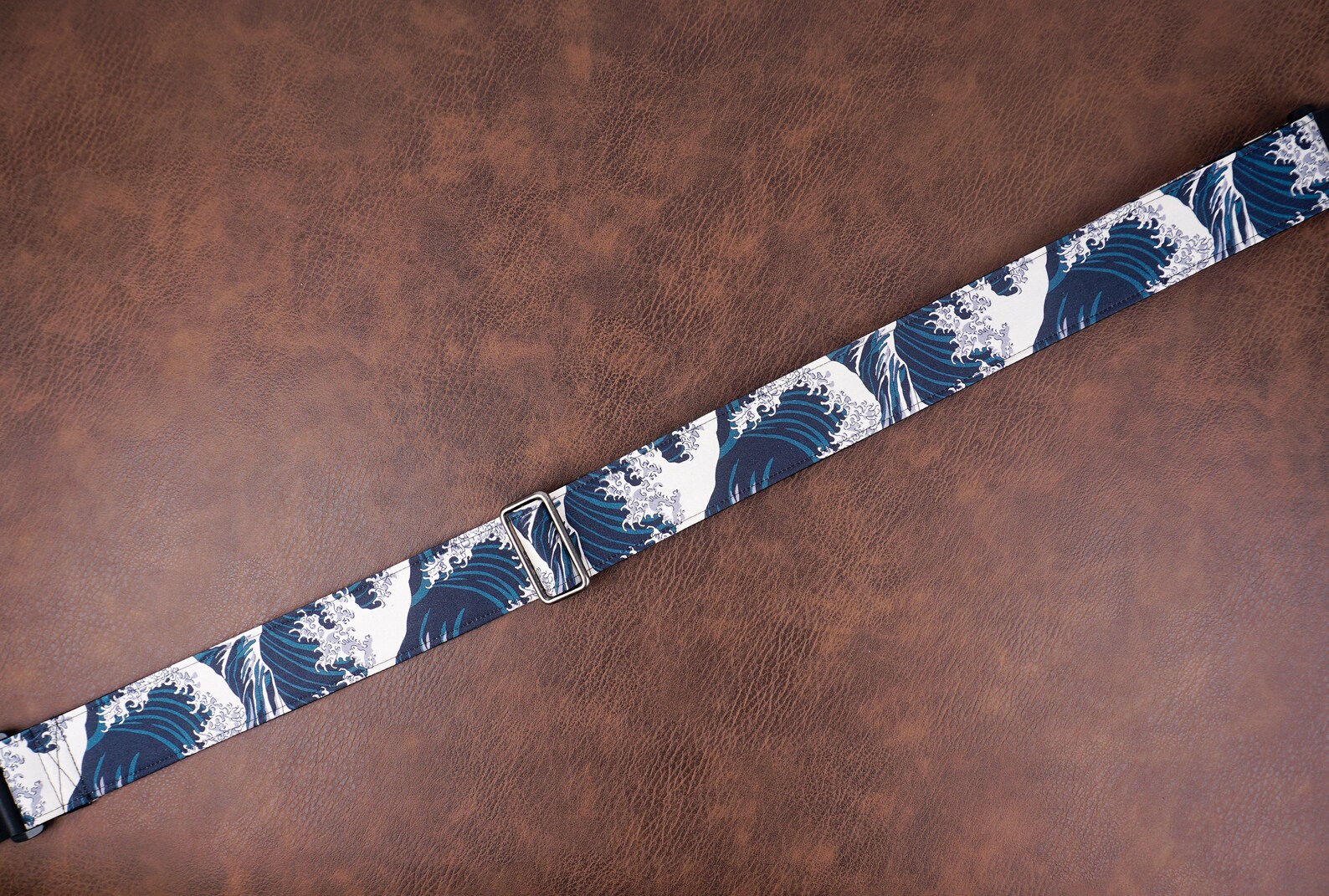 Personalized Waves Guitar Strap With Leather Ends for Acoustic - Etsy