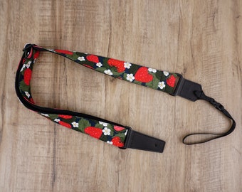 Personalized Lucky Cat Ukulele Strap With Leather Ends Red | Etsy