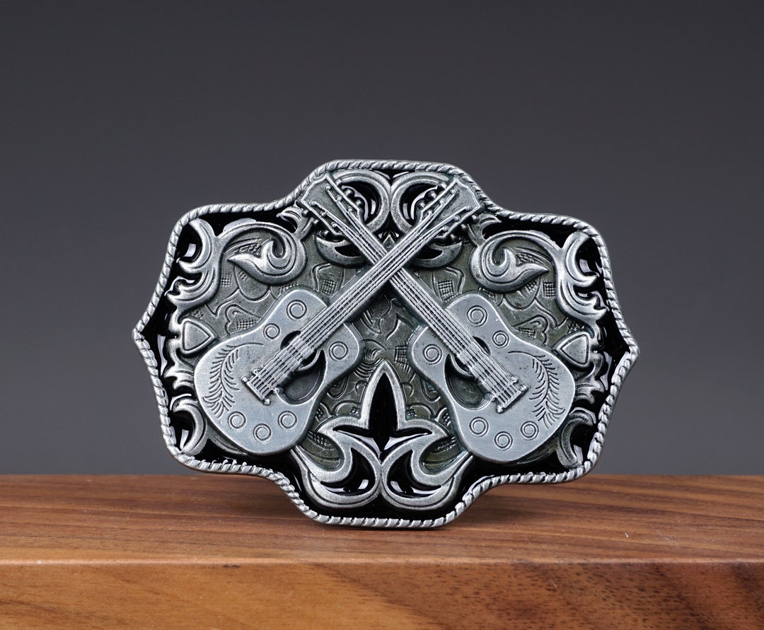 Personalized Guitar Belt Buckle, Western Cowboy Vintage Belt Buckle ...