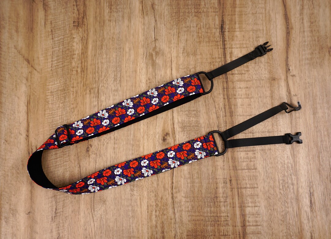 Red Flowers Floral Clip-on Ukulele Hook Strap, No Button, No Drilling ...