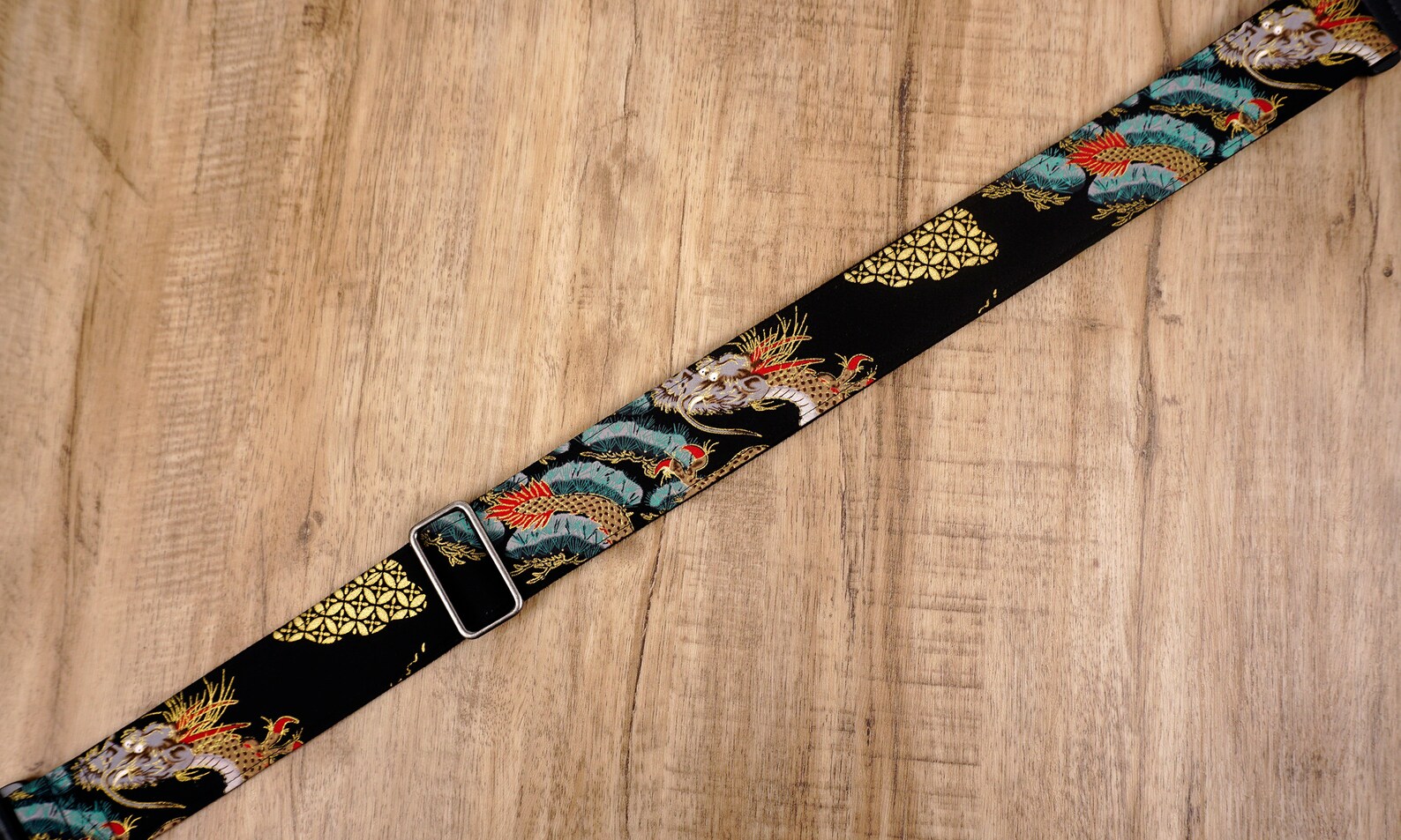 Personalized Dragon Guitar Strap With Leather Ends for Acoustic Guitar ...