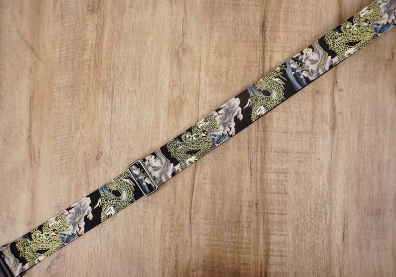Personalized Dragon Guitar Strap With Leather Ends for - Etsy