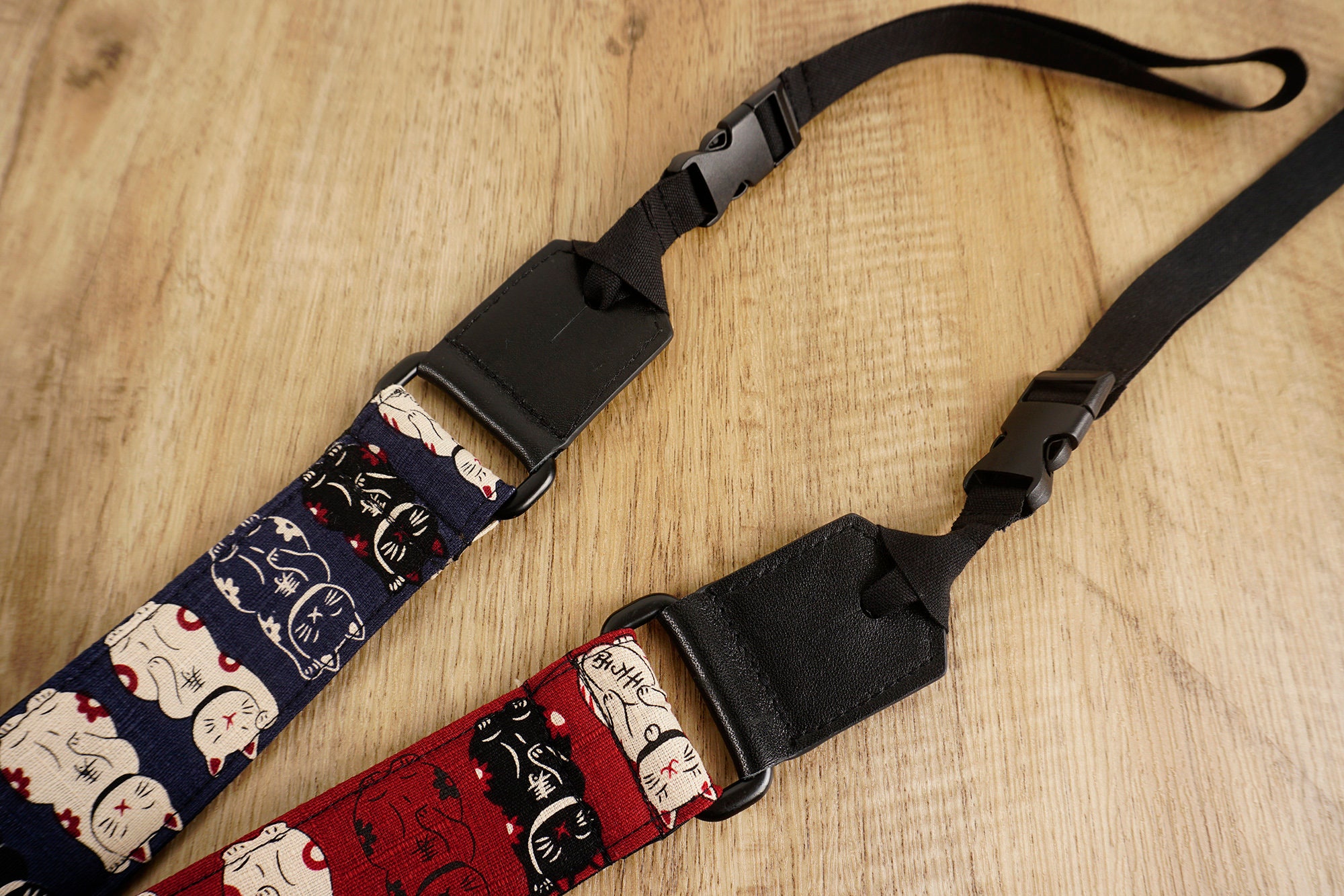 Personalized Lucky Cat Ukulele Strap With Leather Ends Red | Etsy