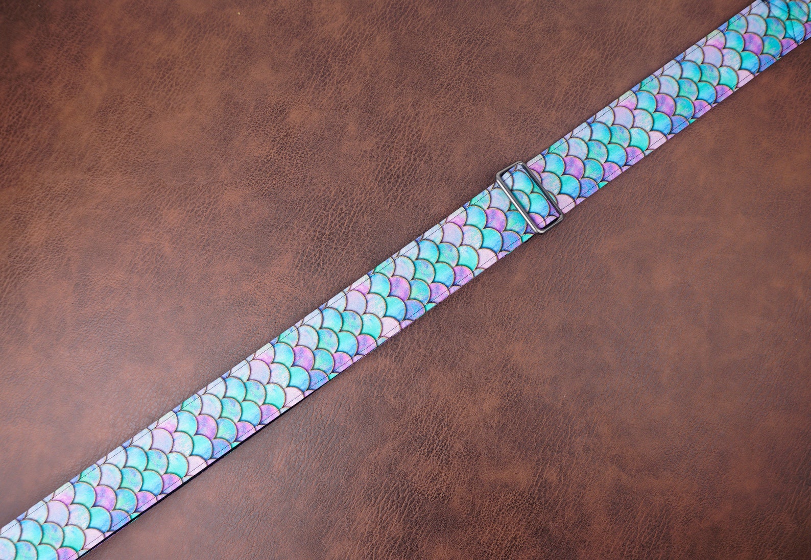 Personalized Dragon Scales Guitar Strap With Leather Ends for - Etsy