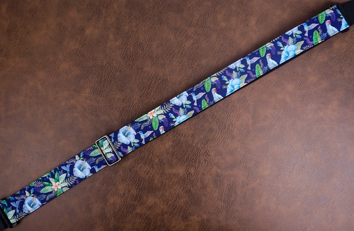 Personalized Hummingbird Guitar Strap With Leather Ends for Acoustic ...