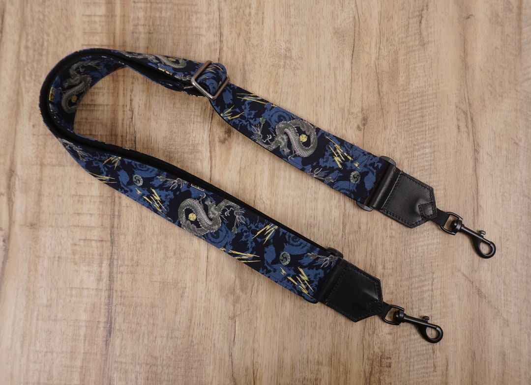 Personalized Lightning Dragon Banjo Strap With Leather Ends, Vintage ...