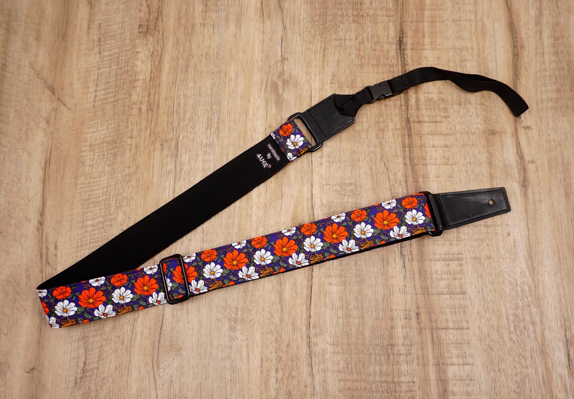 Personalized Floral Ukulele Strap With Leather Ends Flowers - Etsy