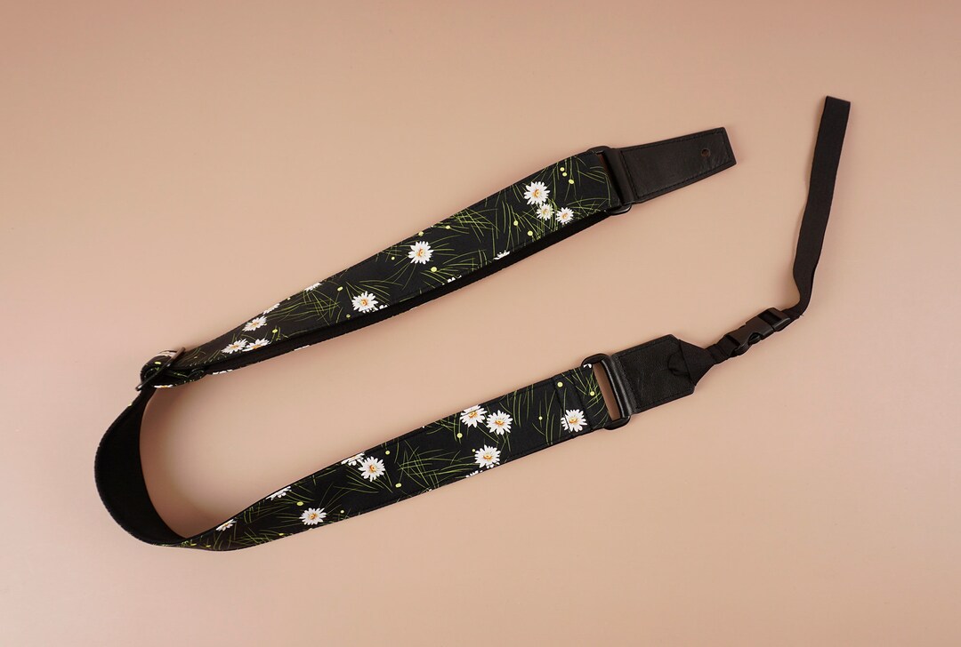 Personalized Daisy Ukulele Strap With Leather Ends | Floral Ukulele ...