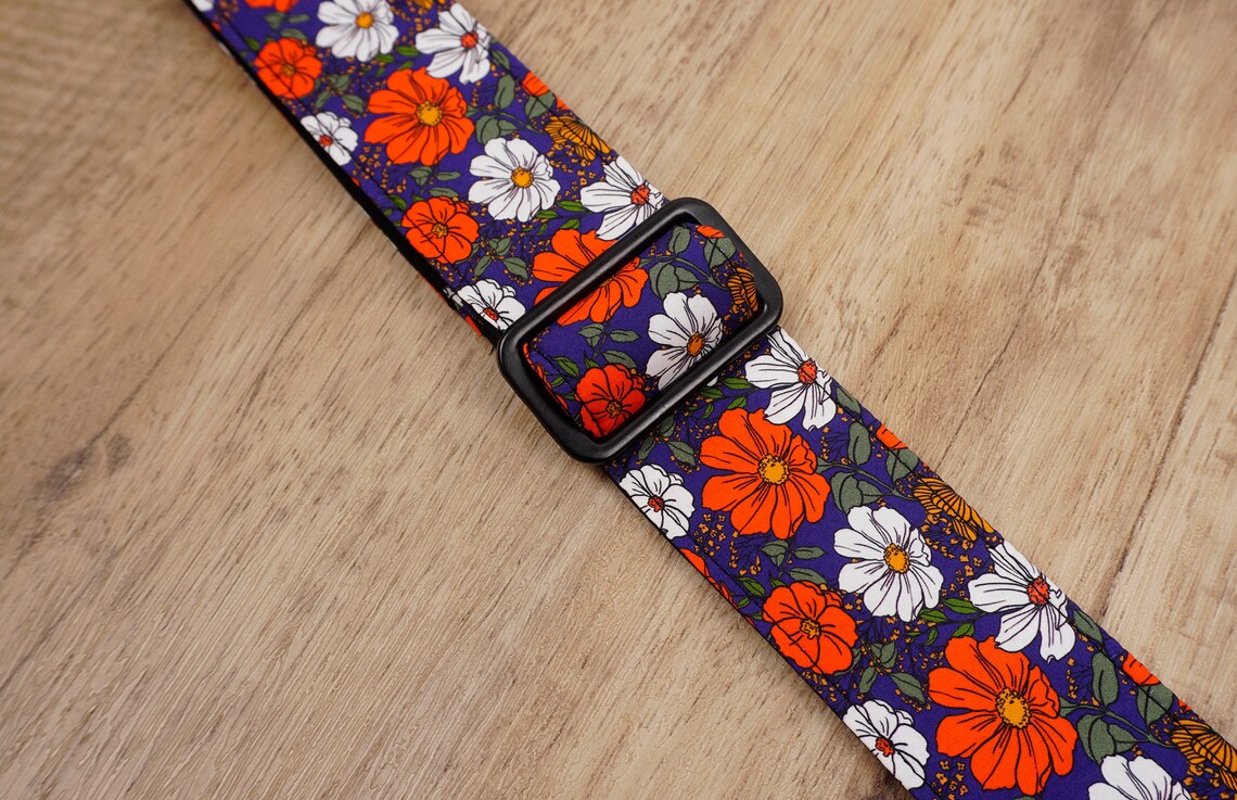Personalized Floral Ukulele Strap With Leather Ends Flowers - Etsy