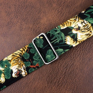 Personalized Tiger Guitar Strap With Leather Ends, Graduation Gift - Etsy